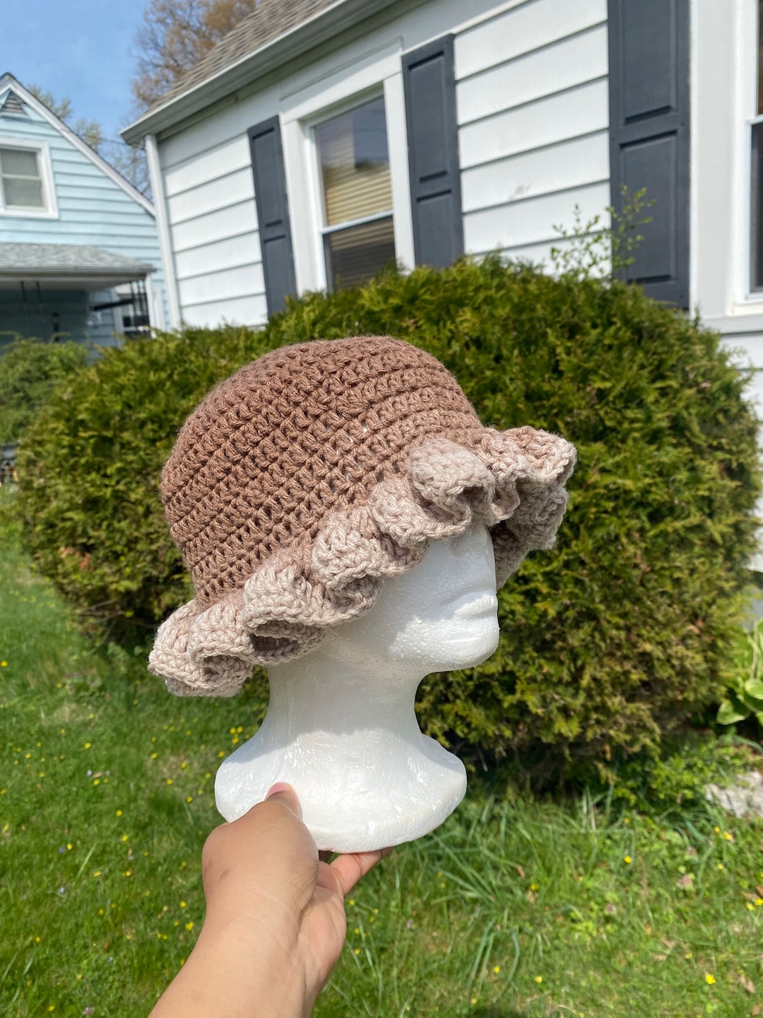 Ombré Ruffle Crochet Hat/crochet Soft Ruffled Bucket Hat | Soft Ruffled ...