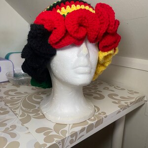 Reggae Crochet Ruffled Hat/ Reggae Hat/ Jamaica Hat/ Crochet Ruffled ...