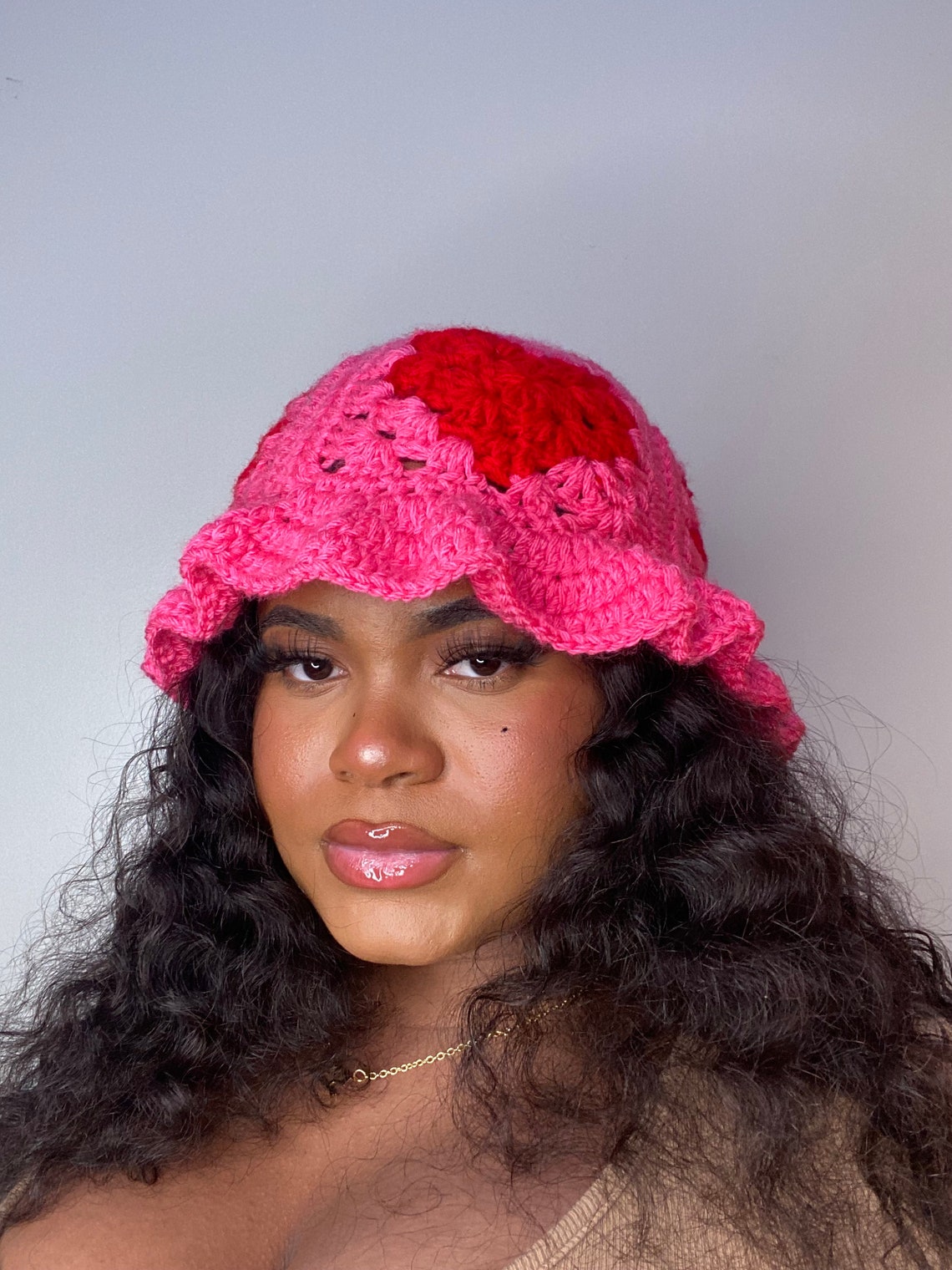 Crochet Granny Heart Square Bucket Hat/ Handmade Bucket Hat/ - Etsy