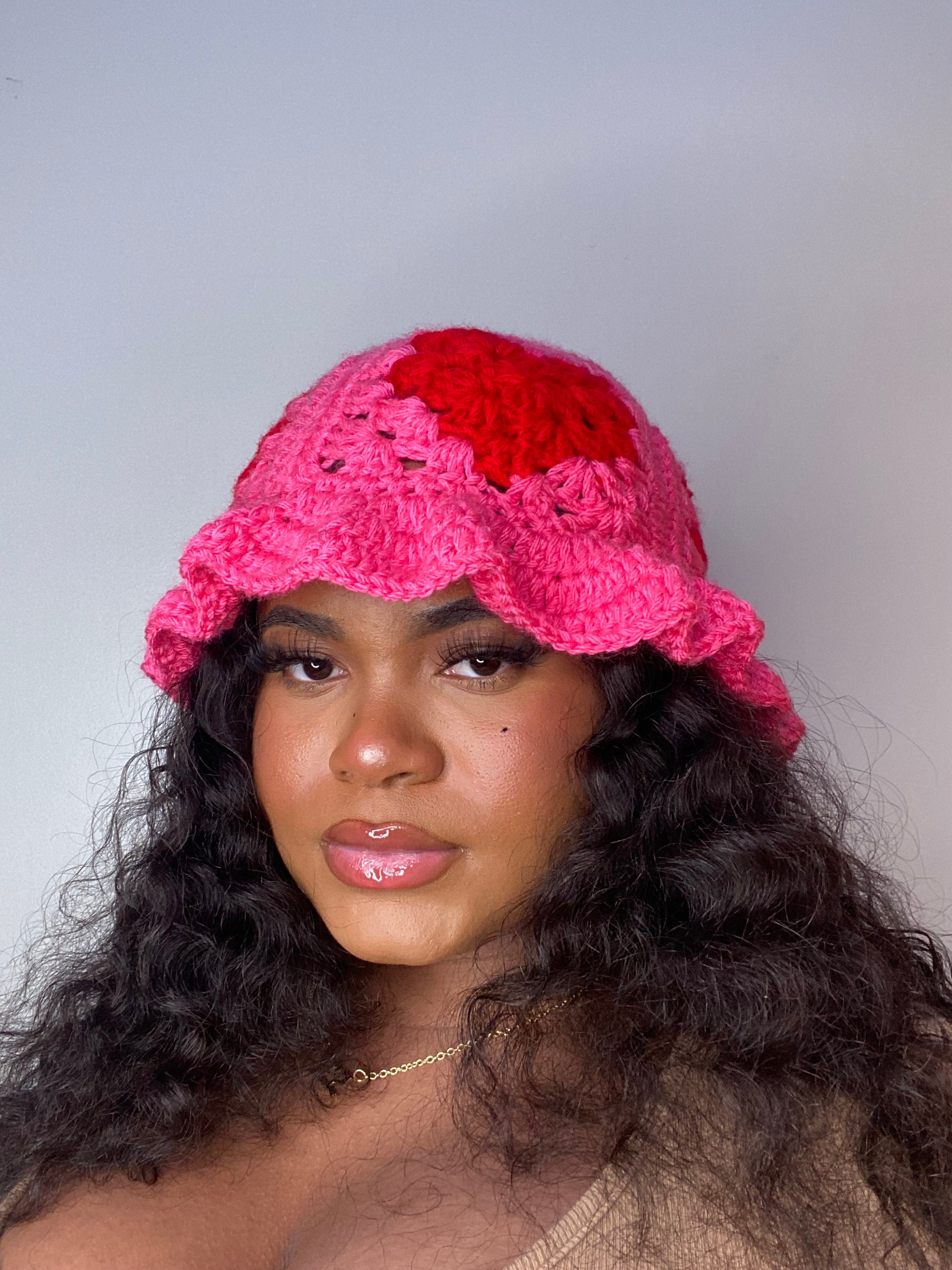 Crochet Granny Heart Square Bucket Hat/ Handmade Bucket Hat/ - Etsy