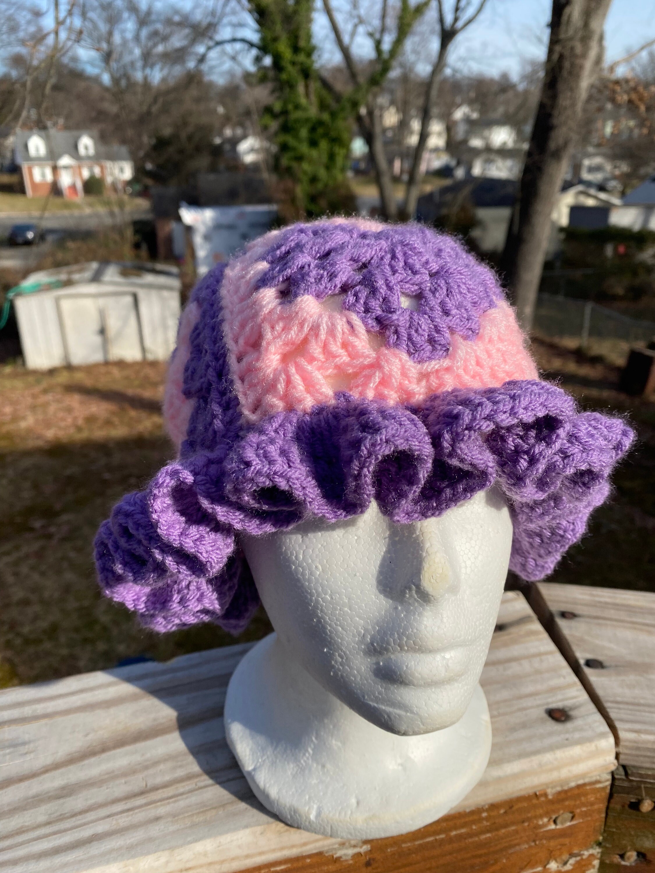 Crochet Granny Heart Square Bucket Hat/ Handmade Bucket Hat/ Summer ...