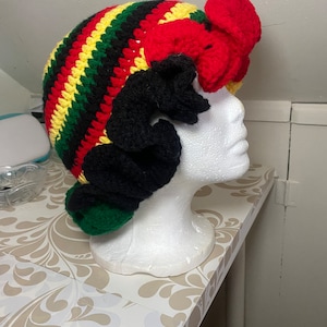 Reggae Crochet Ruffled Hat/ Reggae Hat/ Jamaica Hat/ Crochet Ruffled ...