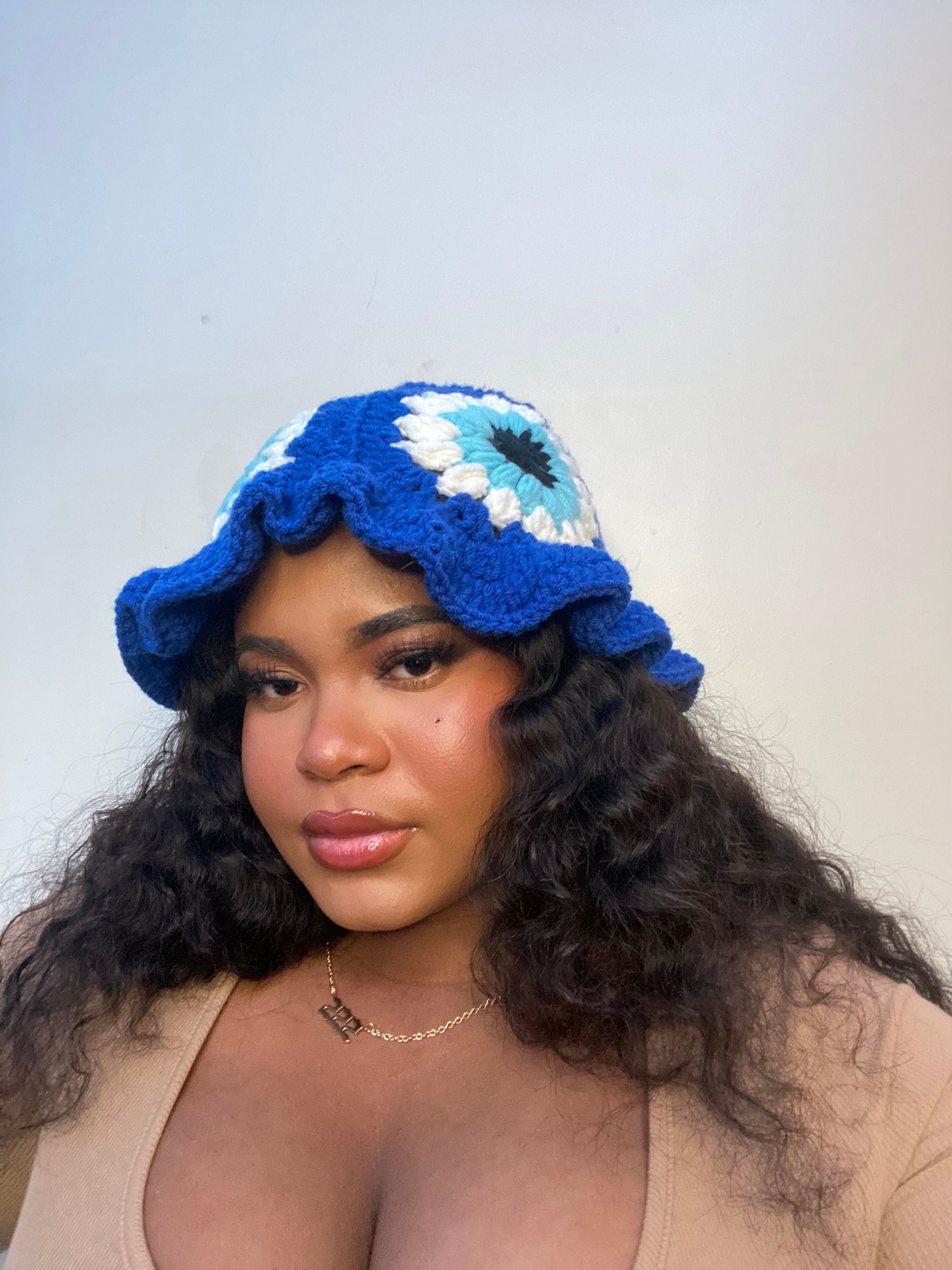 Evil Eye Crochet Bucket | Granny Square Sunbrust Evil Eye Hat ...