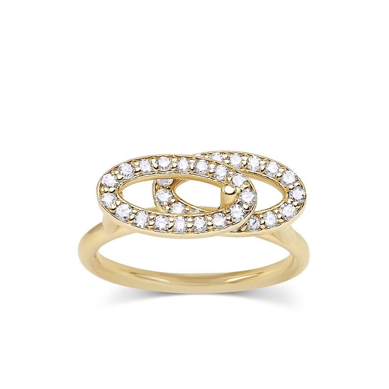 14k Gold Interlocking Ellipses Diamond Ring, Modern Geometric Design ...