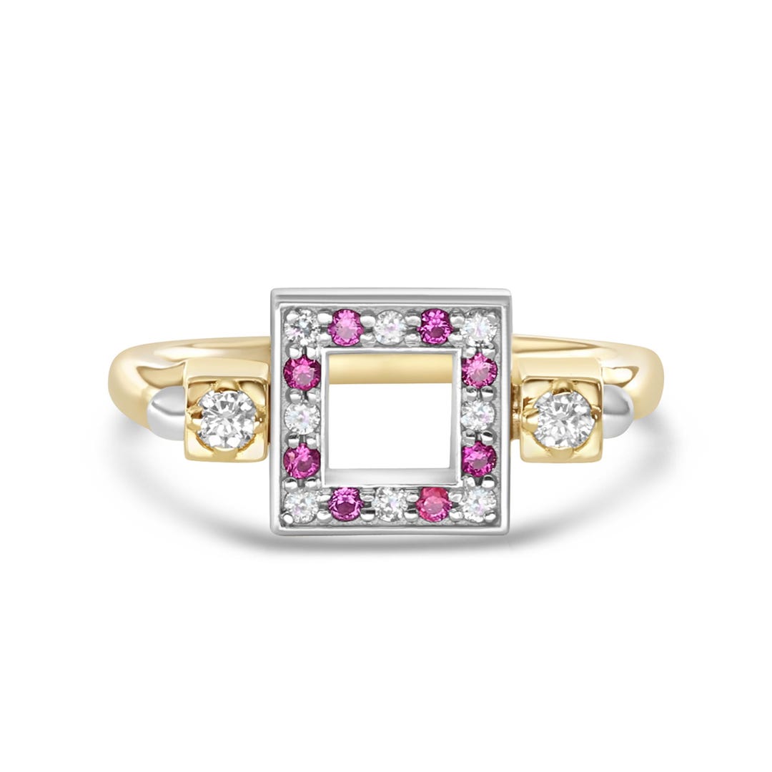 Queen’s Gambit Spinner Ring - 14K Gold Reversible Pink & Blue Diamonds ...