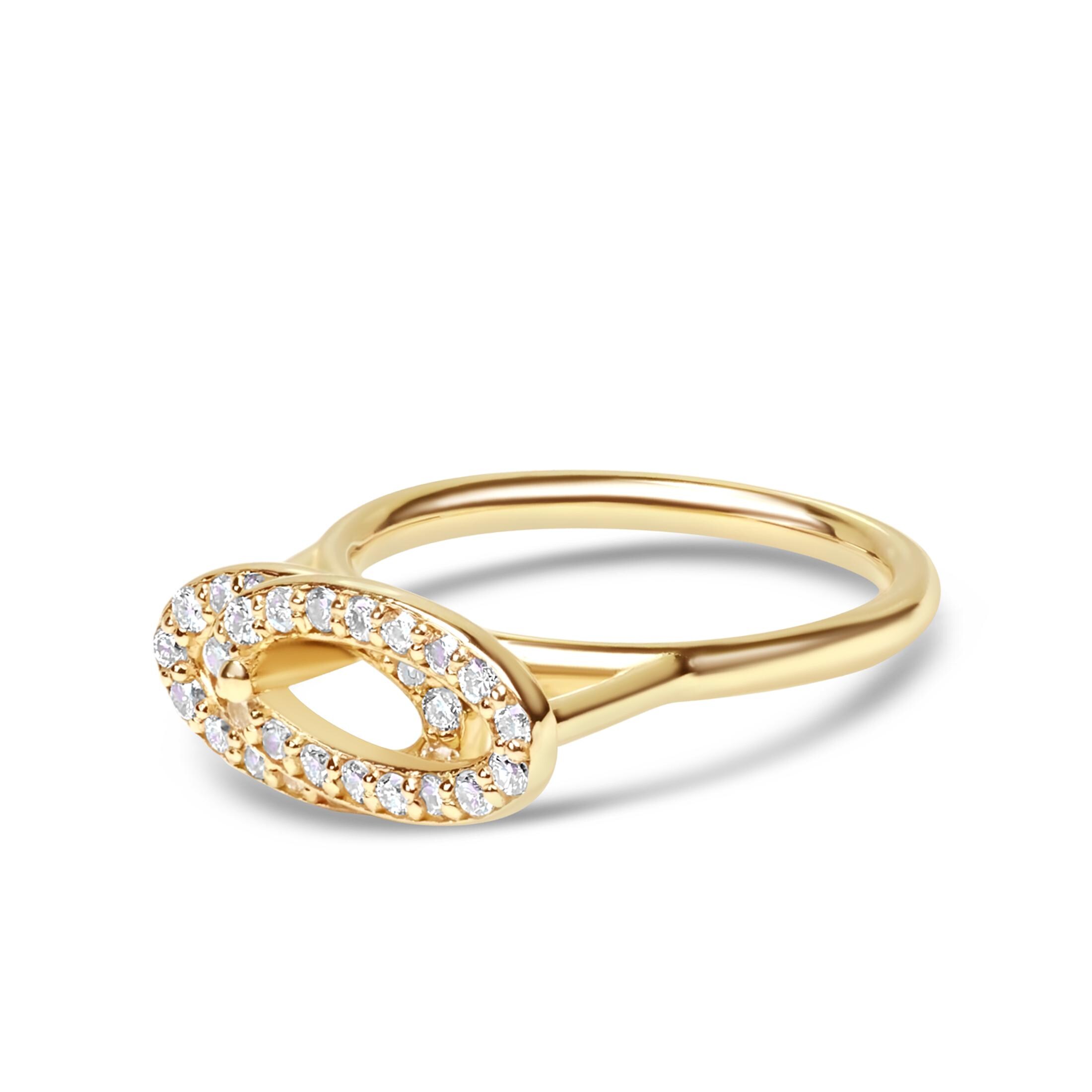 14k Gold Interlocking Ellipses Diamond Ring, Modern Geometric Design ...