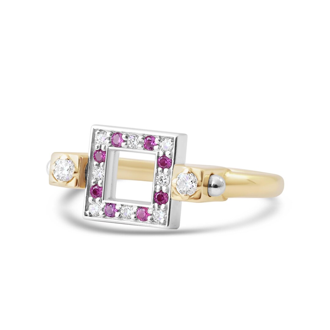 14k Gold Reversible Dual Gemstone Diamond Spinner Ring for Anxiety ...