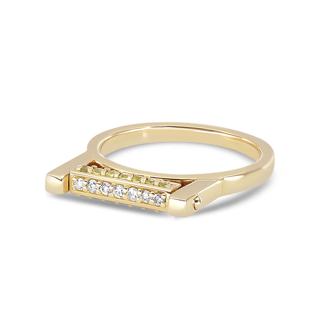 Elegant 14k Gold 4-way Spinner Ring With Gemstones & Diamond Unique ...