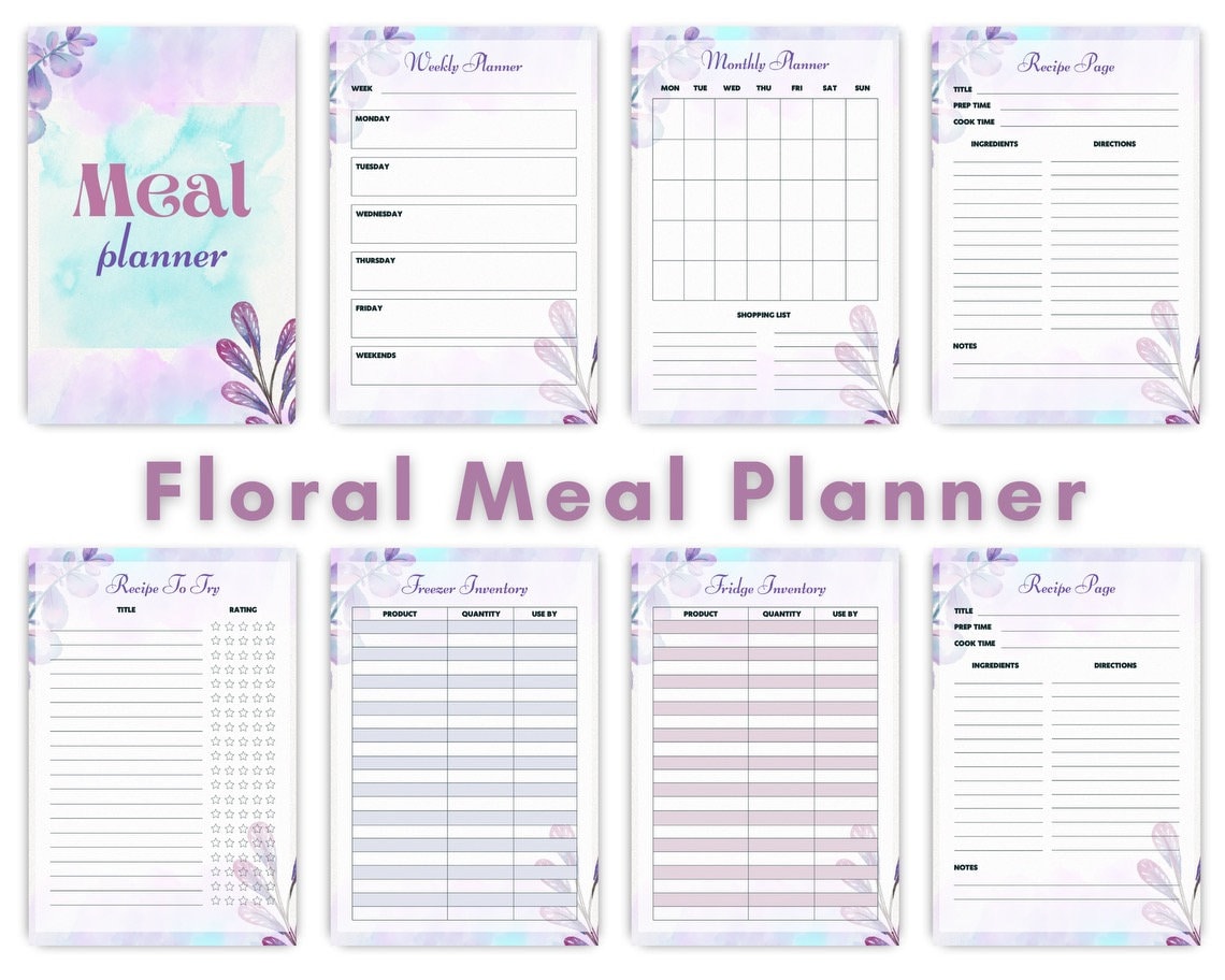 Printable Grocery List and Meal Planner Meal Prepping Planner Digital ...
