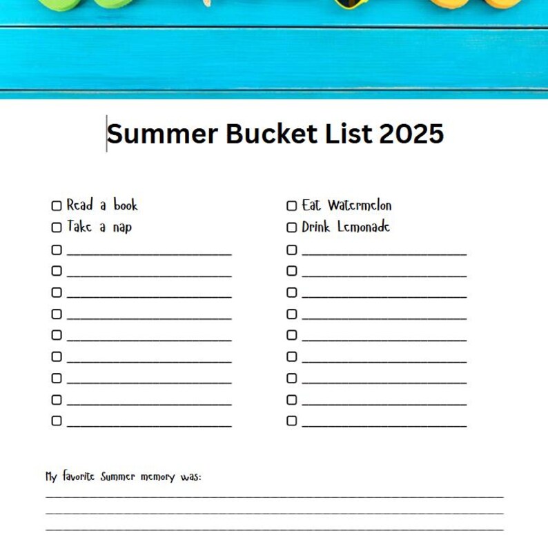 2025 Summer Bucket List - Etsy
