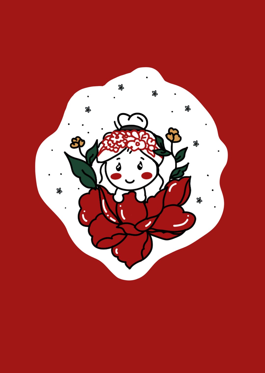 Red Floral Peek a Boo Laminated Stickers Cute Stickers/die Cut Stickers ...