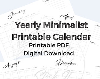 12 Month Blank Digital Printable Calendar PDF - Etsy