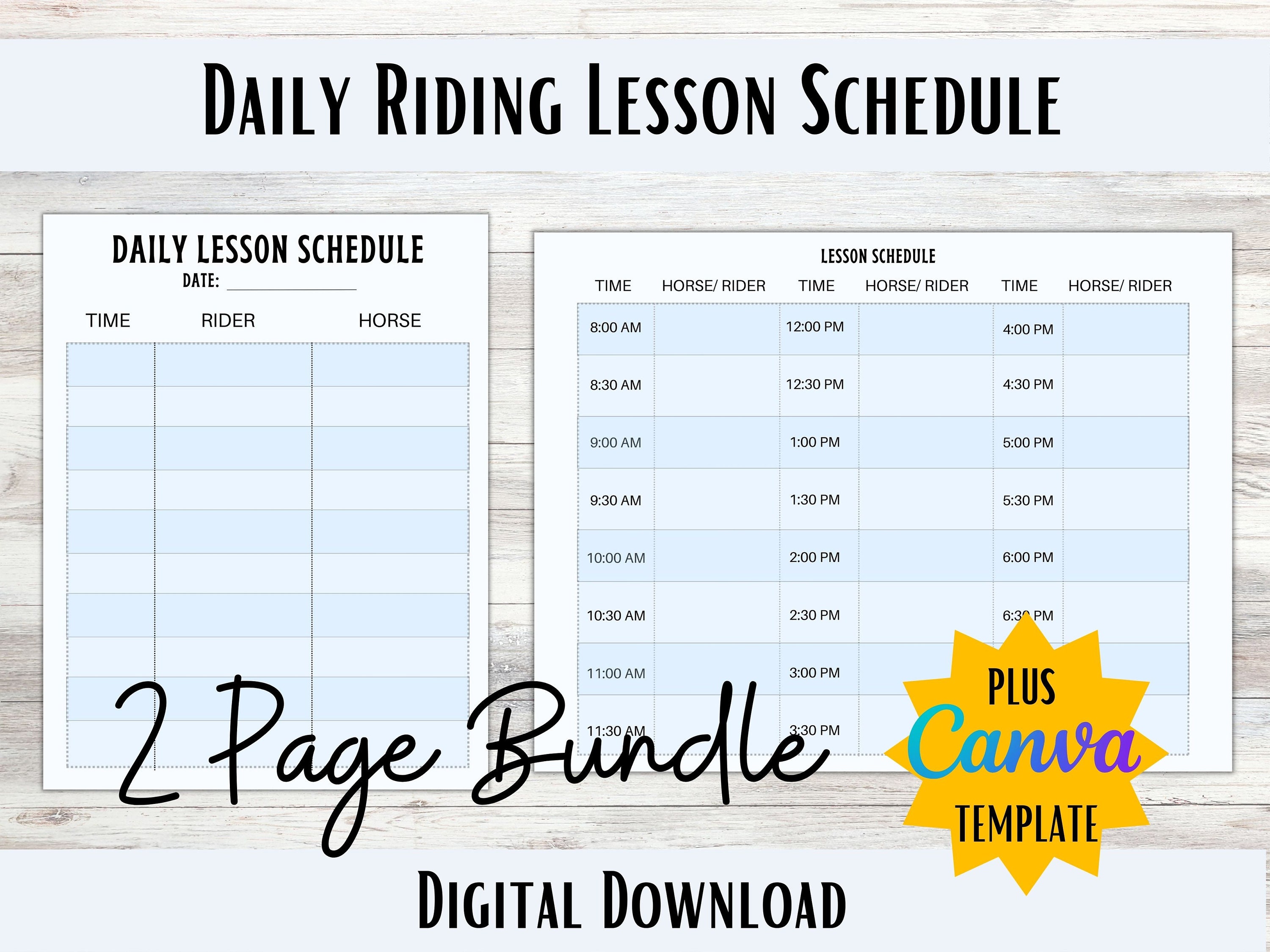 Riding Lesson Schedule, Daily Horse Lessons, Barn Management, Horse ...