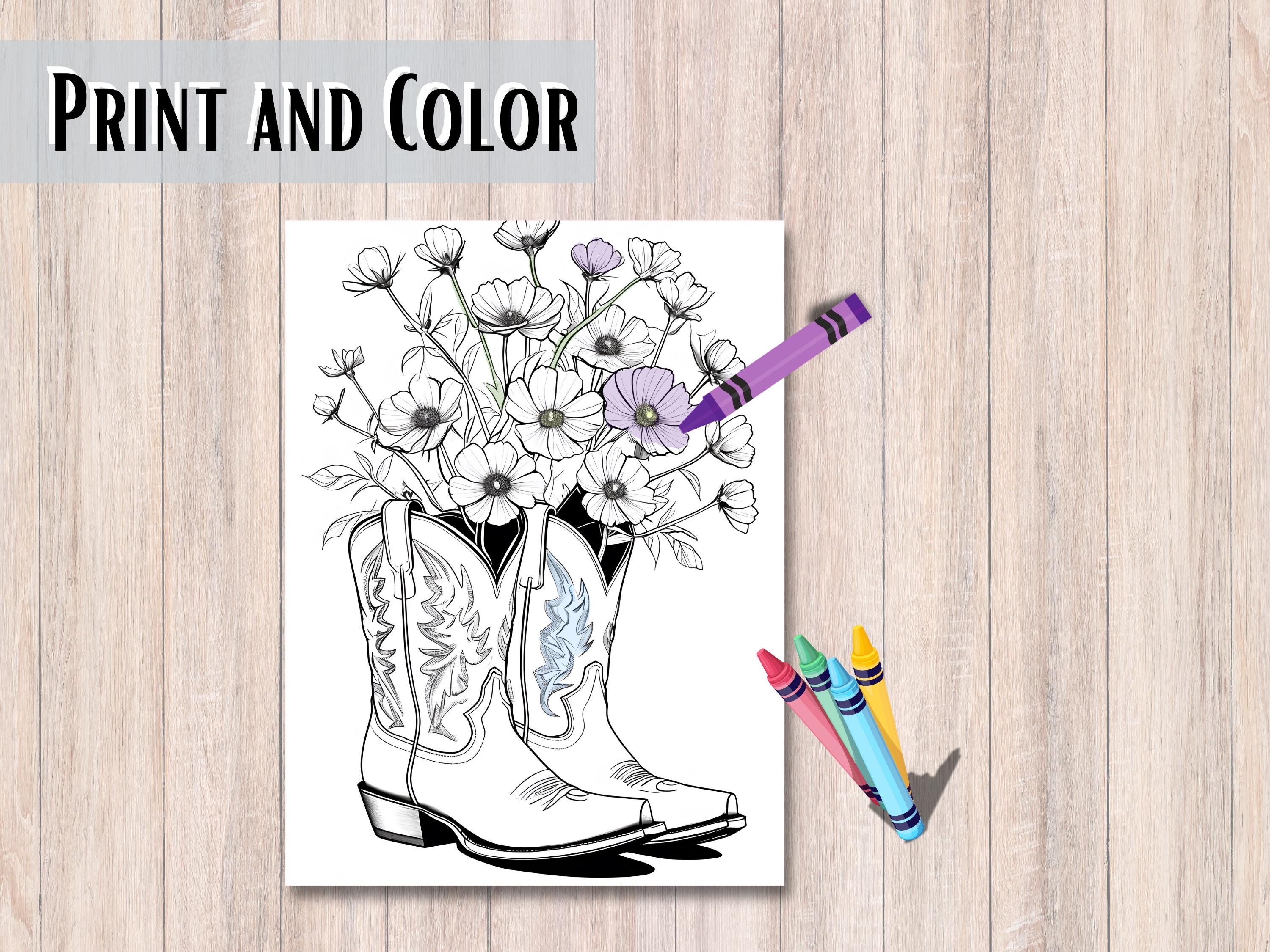 Floral Farm Coloring Pages, Flower Coloring Page, Farmhouse, Flower ...