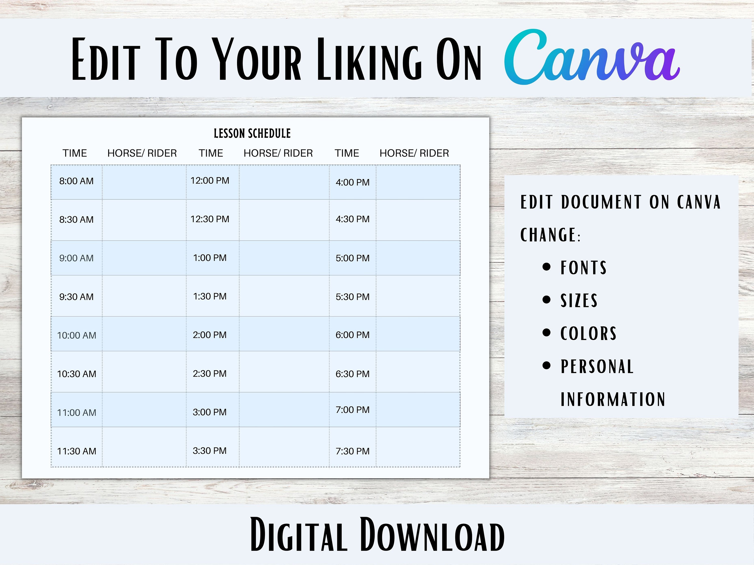 Riding Lesson Schedule, Daily Horse Lessons, Barn Management, Horse ...