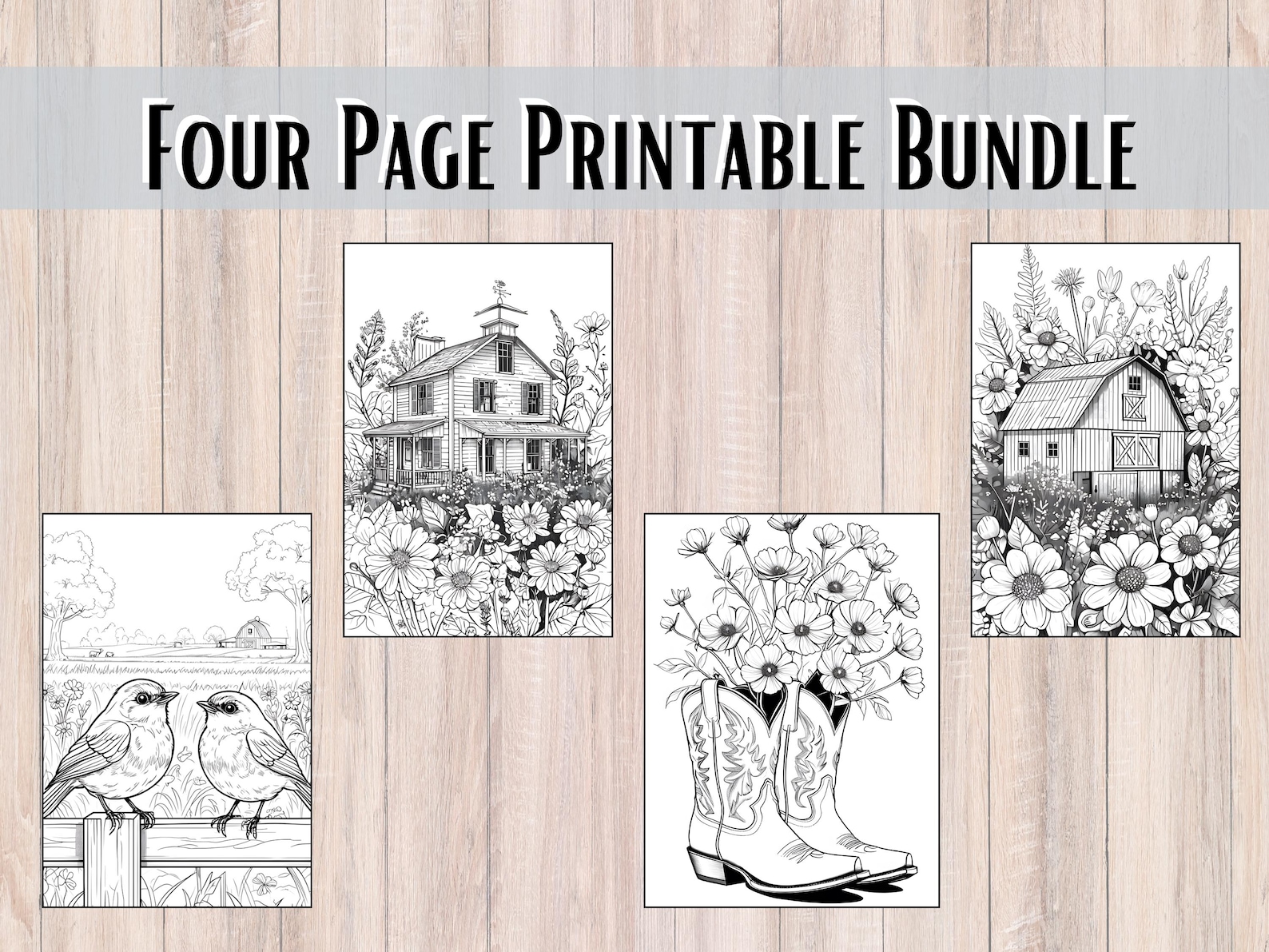 Floral Farm Coloring Pages, Flower Coloring Page, Farmhouse, Flower ...