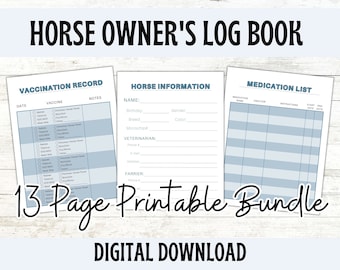 Barn Management Record Keeping, Horse Record, Horse Health Record ...