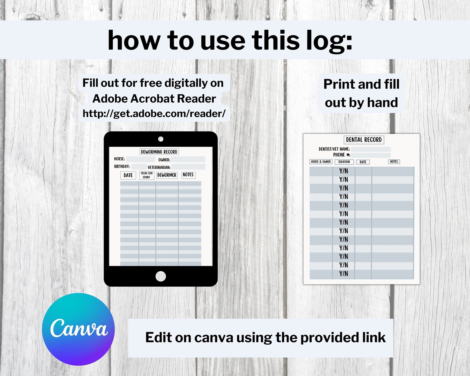 Barn Management Record Keeping, Horse Record, Horse Health Record ...