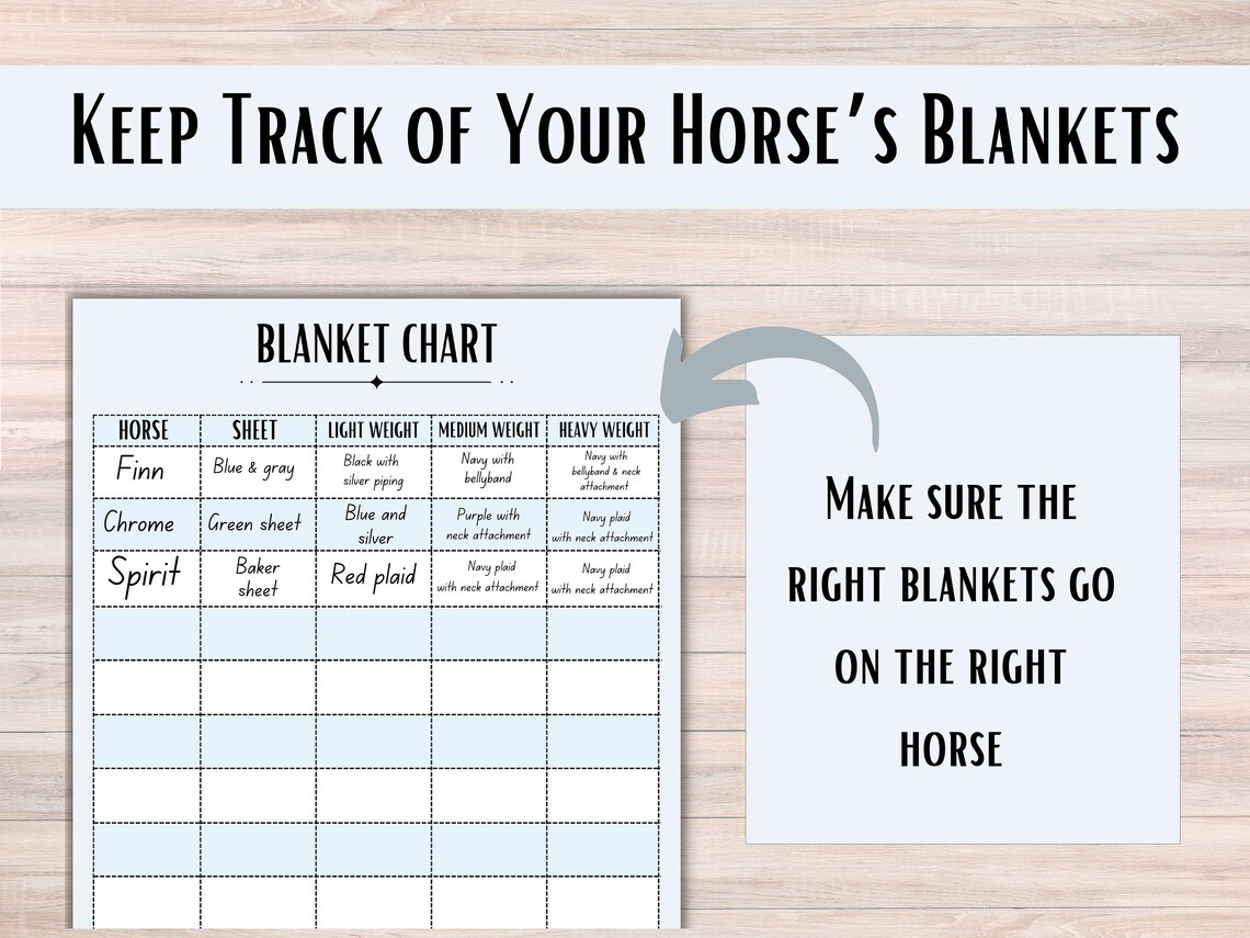 Horse Blanket Chart, Horse Management, Horse Printables, Barn Managers ...