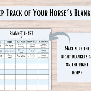 Horse Blanket Chart, Horse Management, Horse Printables, Barn Managers ...