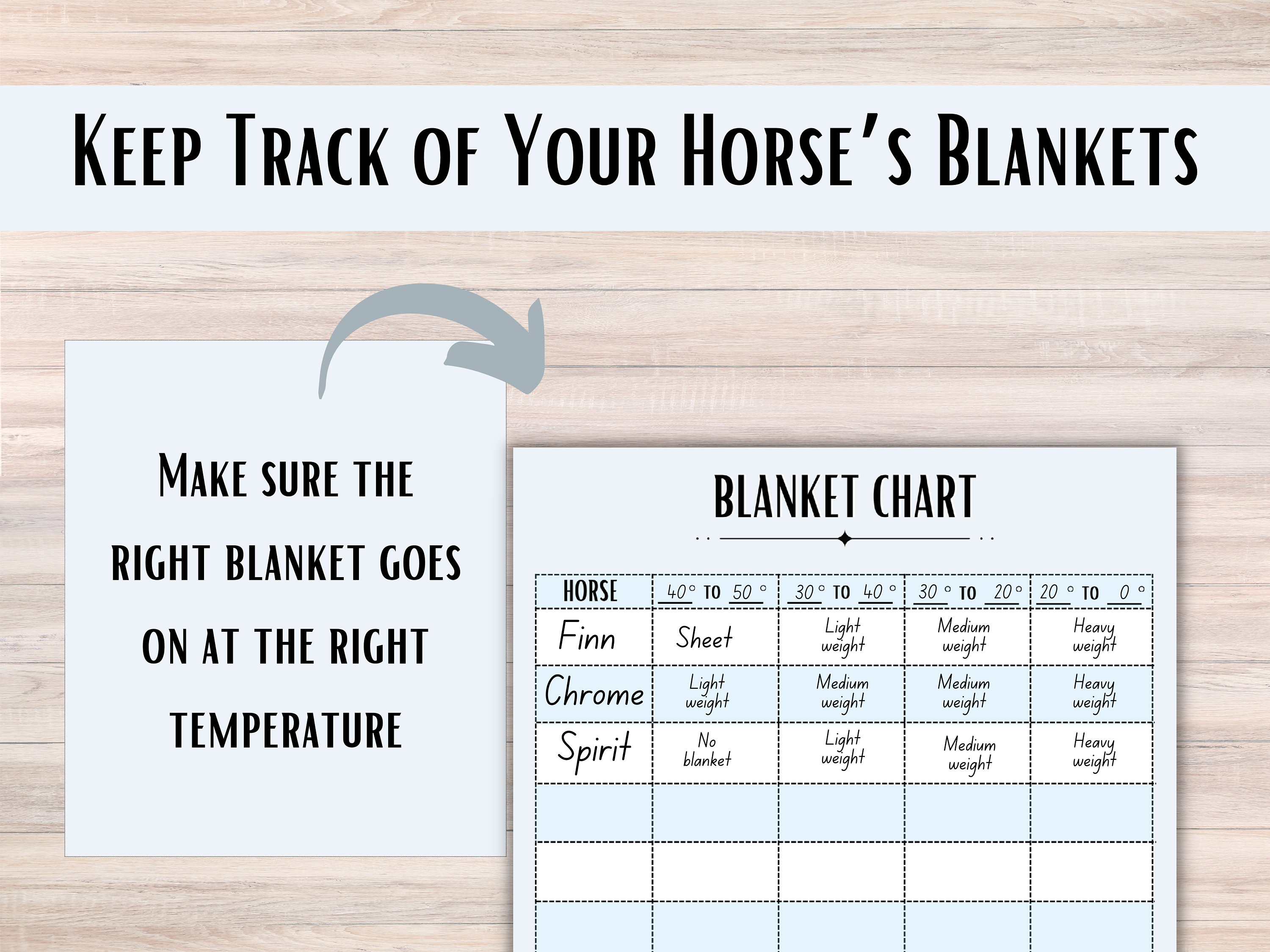 Horse Blanket Chart, Horse Management, Horse Printables, Barn Managers ...