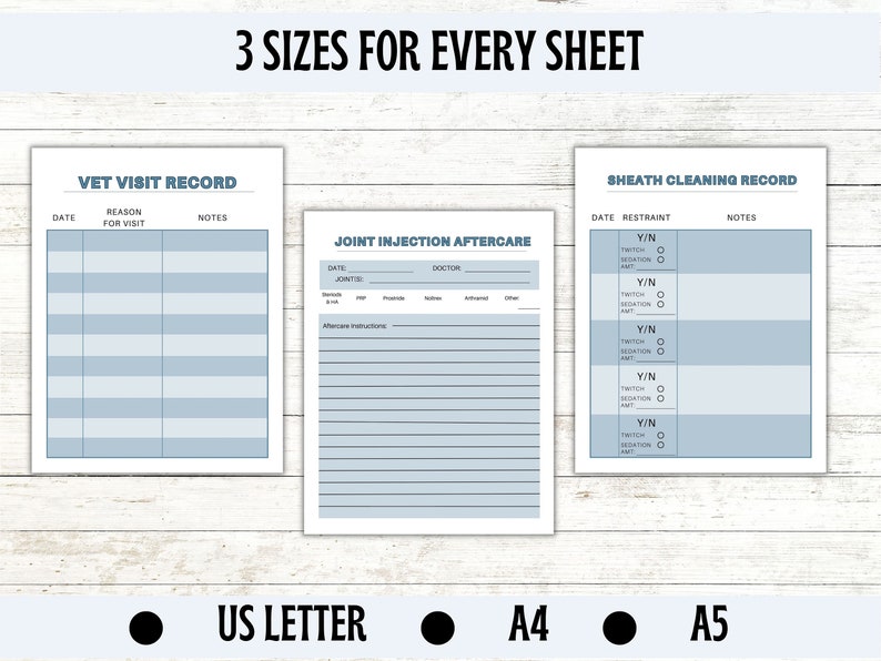 Horse Owner's Record Keeping, Horse Record, Horse Health Record ...