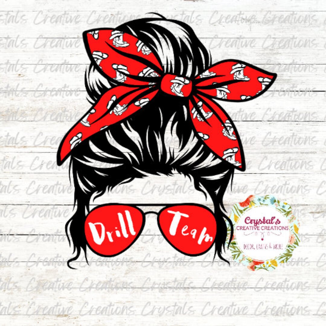 Red Drill Team Messy Bun, Drill Team Messy Bun Sublimation, Drill Team ...