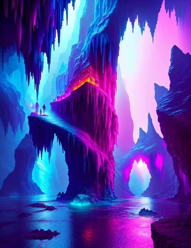 Colorful Crystal Cavern City Digital Art - Etsy