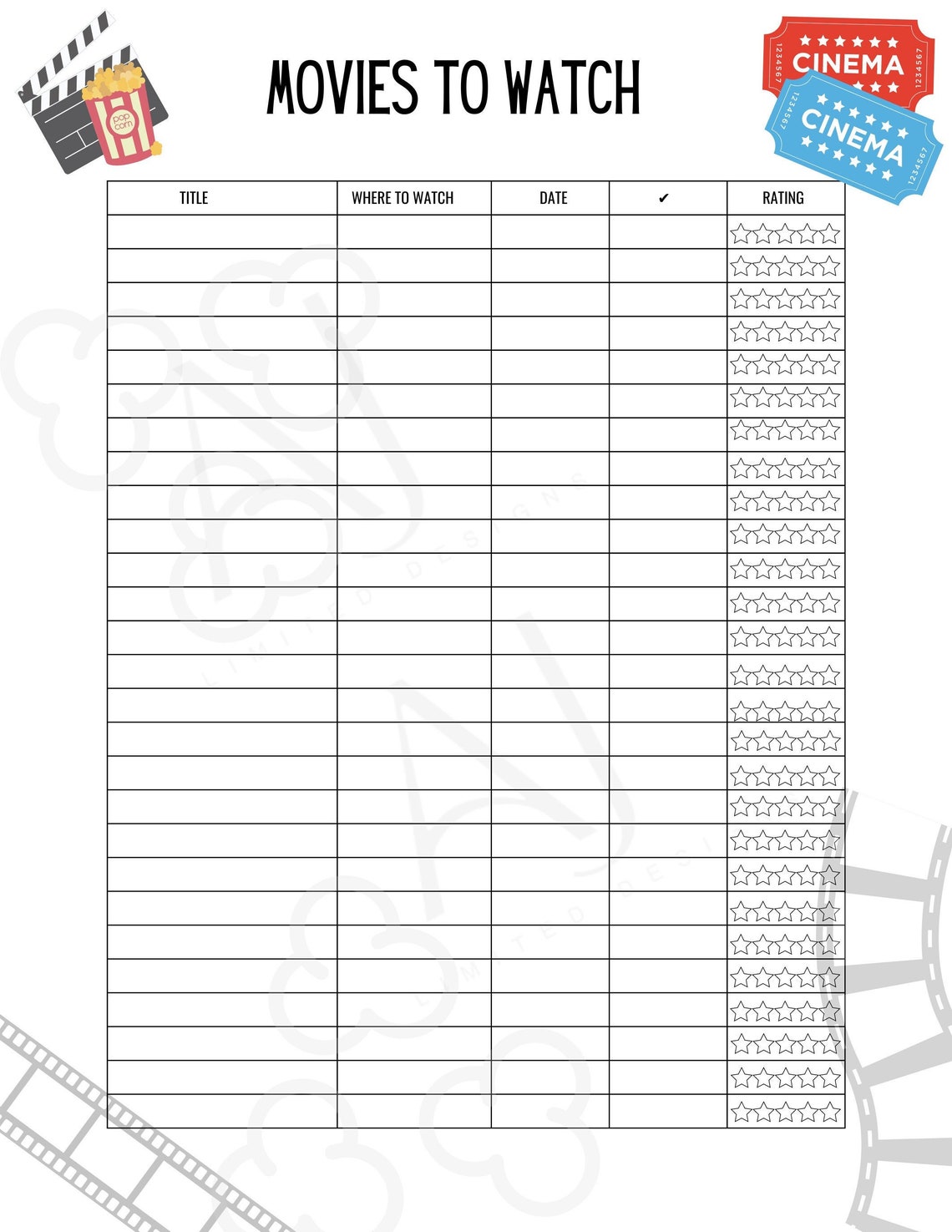 Movie Tracker - Etsy