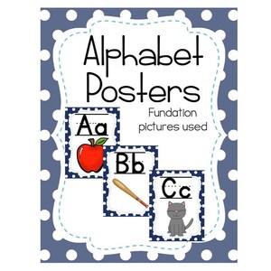 Navy Polka Dot Alphabet Posters - ABC - Homeschool - Preschool - First ...