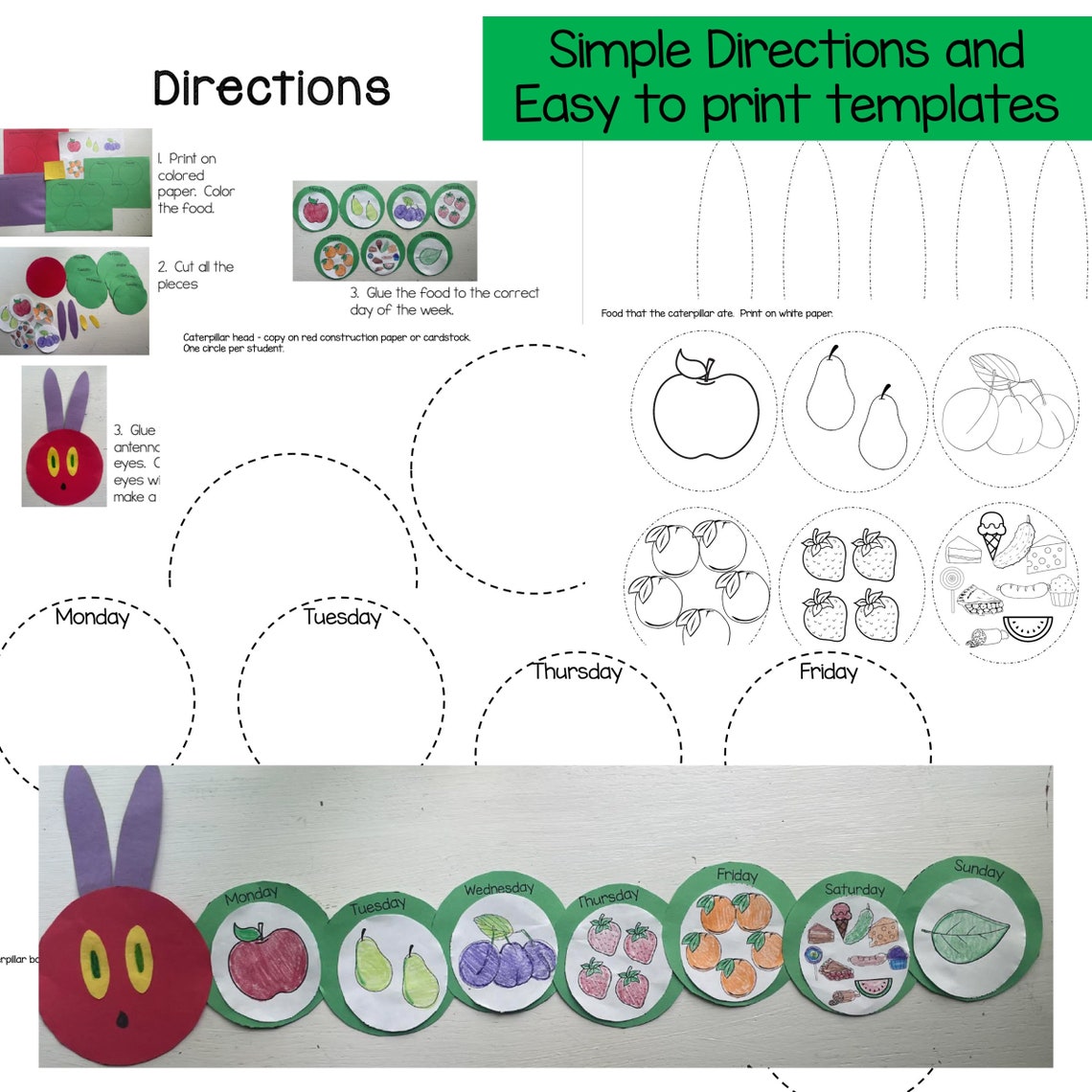 The Very Hungry Caterpillar - Craft - Etsy