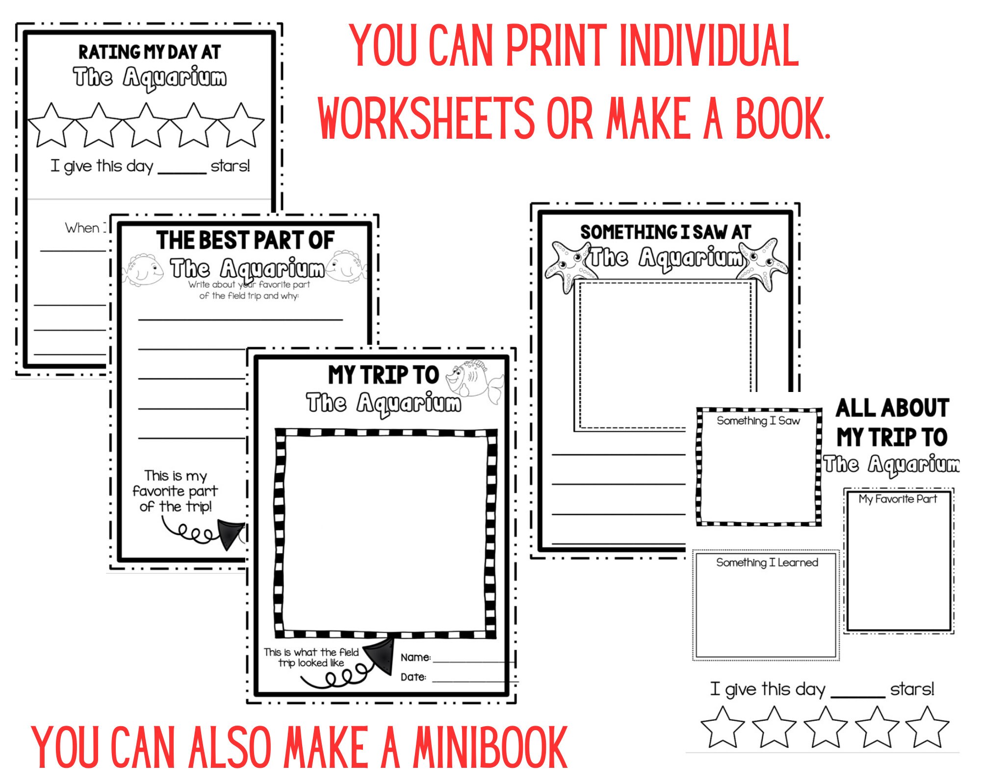 Aquarium Field Trip / Scavenger Hunt / Worksheets / Printables / Books ...