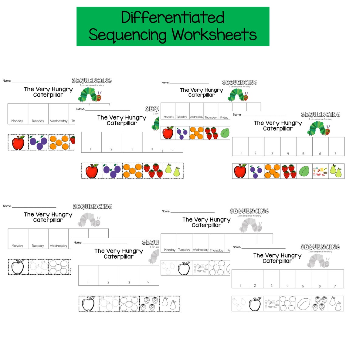 The Very Hungry Caterpillar - Printable Craft and Sequencing Activities ...