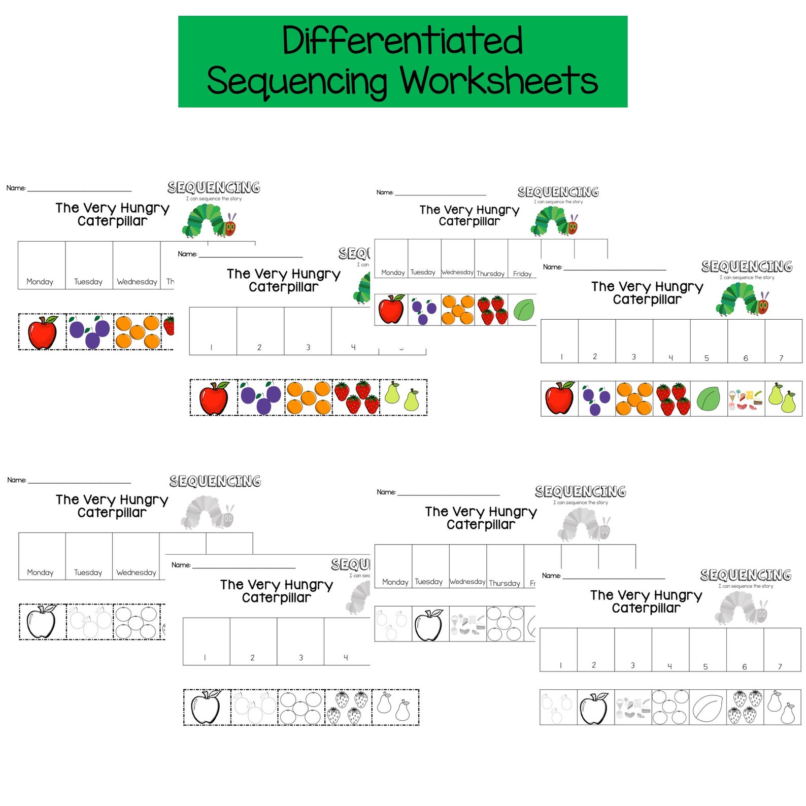 The Very Hungry Caterpillar - Printable Craft and Sequencing Activities ...