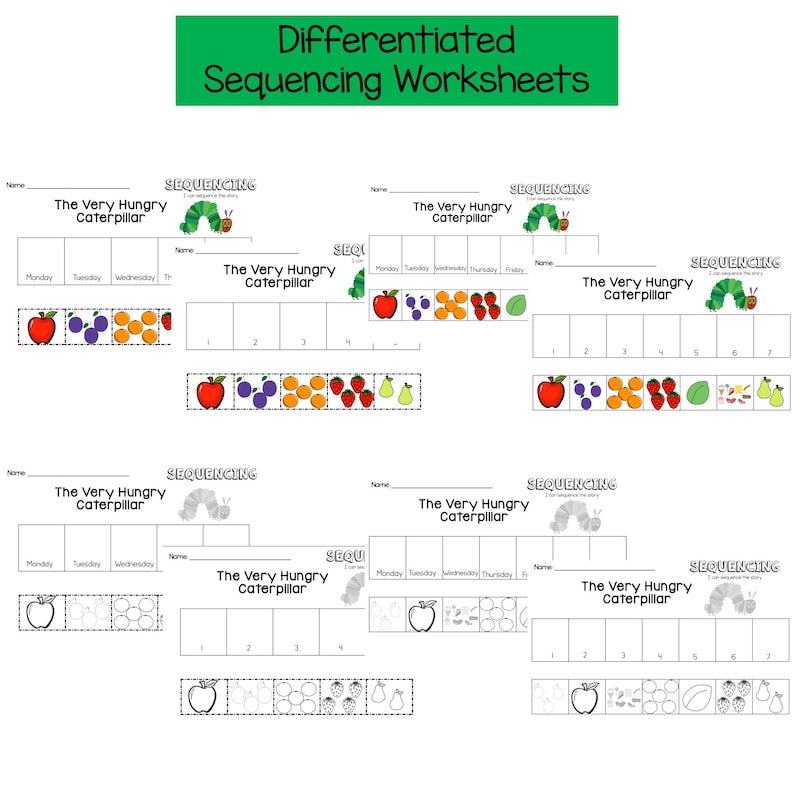The Very Hungry Caterpillar - Printable Craft and Sequencing Activities ...