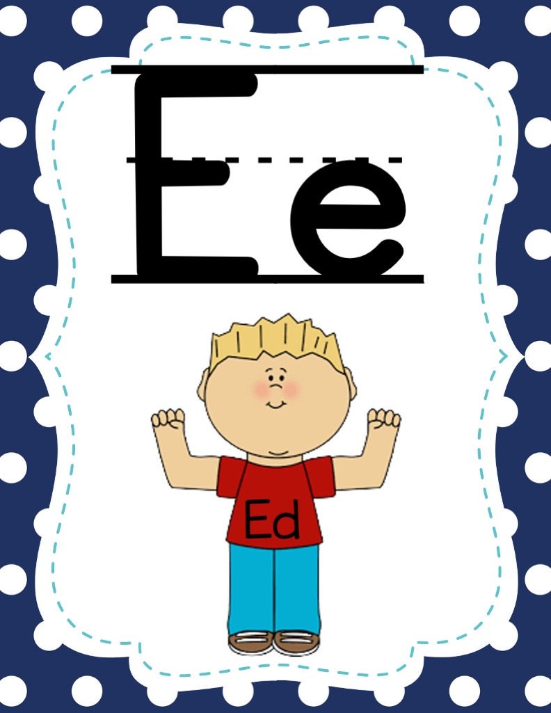 Navy Polka Dot Alphabet Posters - ABC - Homeschool - Preschool - First ...