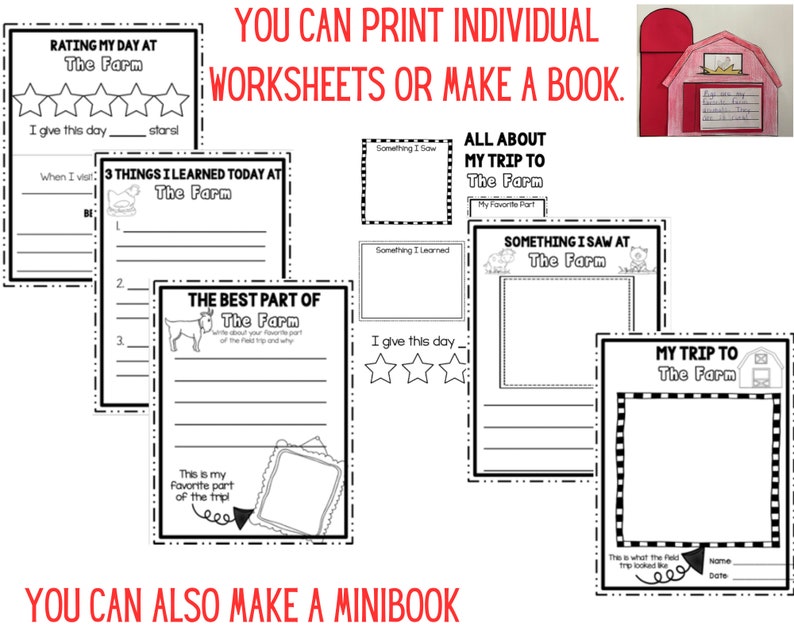 Farm Field Trip Printables Reflection Sheets, Worksheets, Books, Mini ...