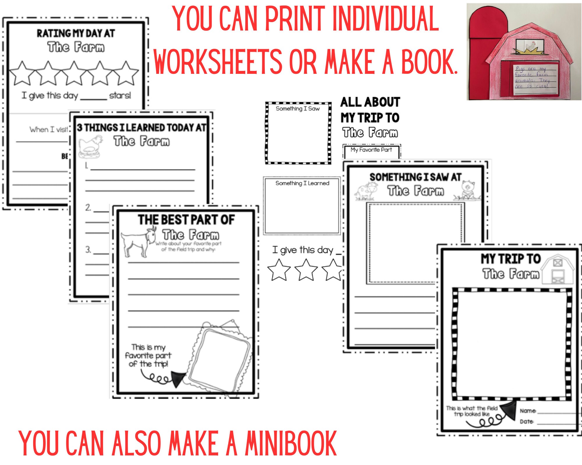 Farm Field Trip - Printables - Reflection Sheets, Worksheets, Books ...