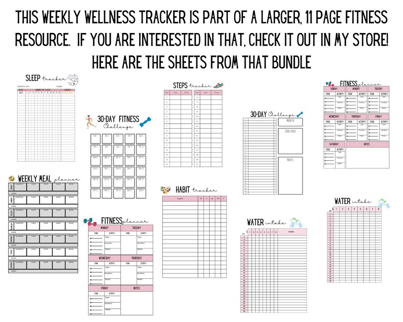 Weekly Wellness Tracker - Printable - Health and Wellness - Self-care ...