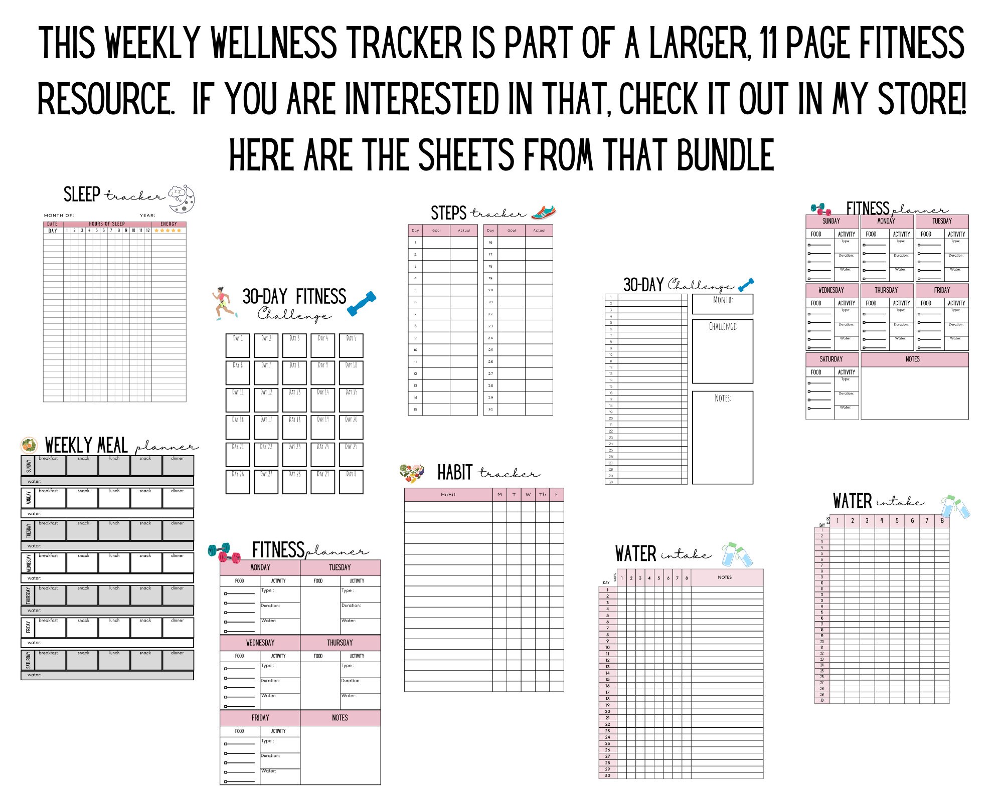Weekly Wellness Tracker - Printable - Health and Wellness - Self-care ...