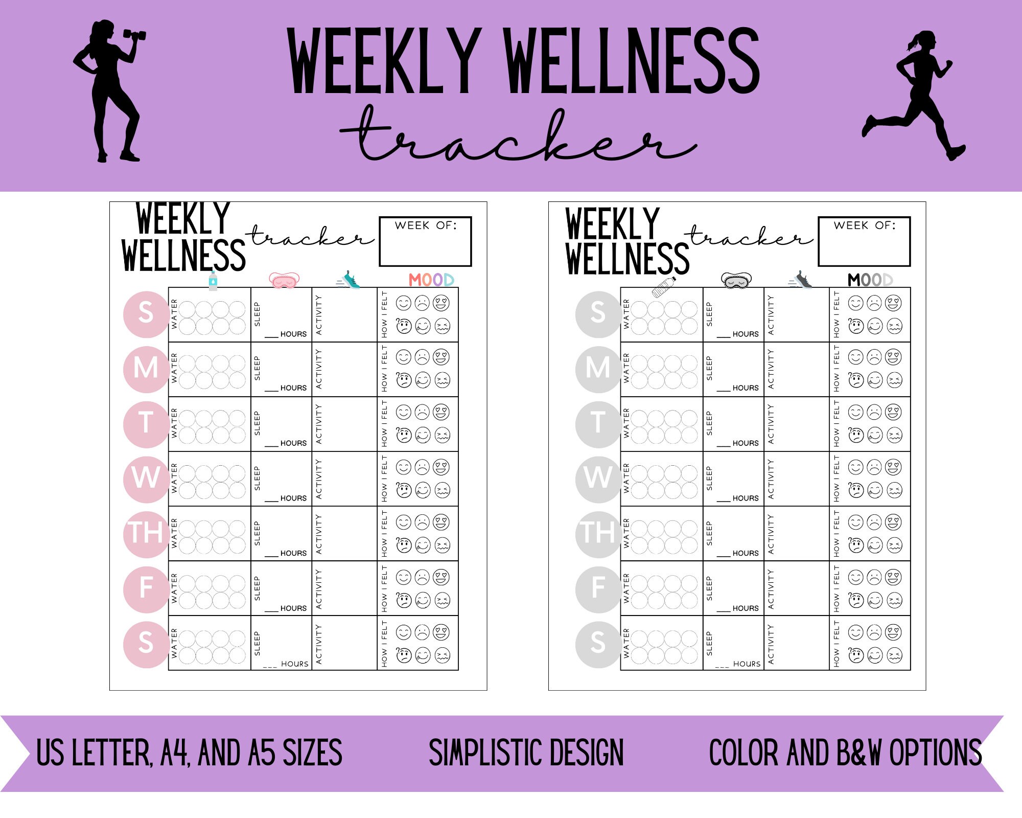 Weekly Wellness Tracker - Printable - Health and Wellness - Self-care ...