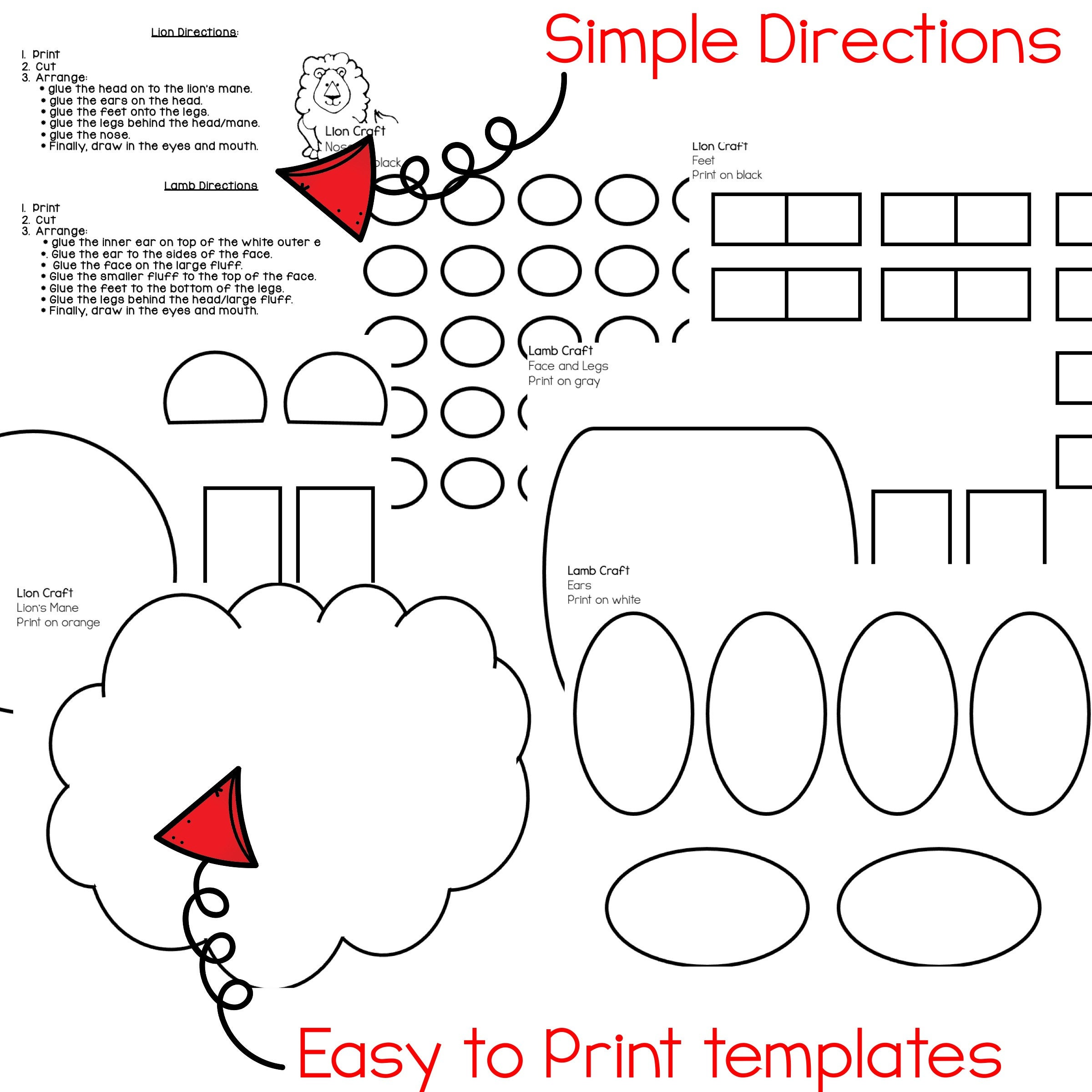 Lion and Lamb Craft - March Craft - Printable - Etsy