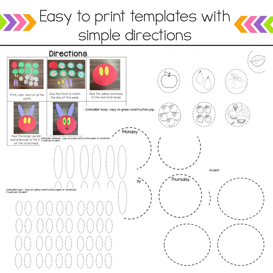 The Very Hungry Caterpillar - Hat - Printable Craft - Etsy
