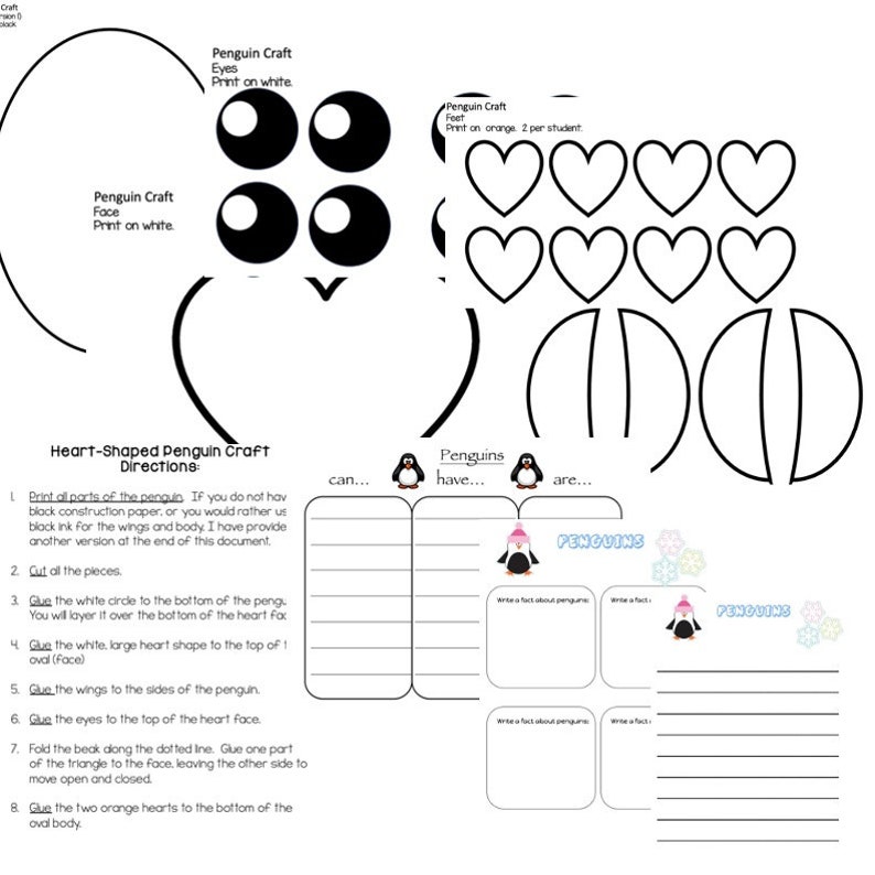 Printable Penguin Craft Just Print and Go Winter Penguins Kindergarten ...
