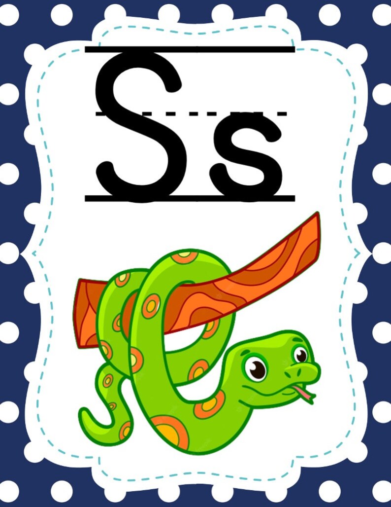 Navy Polka Dot Alphabet Posters ABC Homeschool Preschool First Grade ...