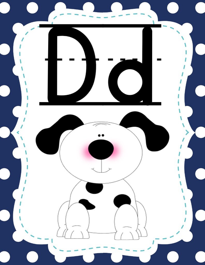 Navy Polka Dot Alphabet Posters - ABC - Homeschool - Preschool - First ...