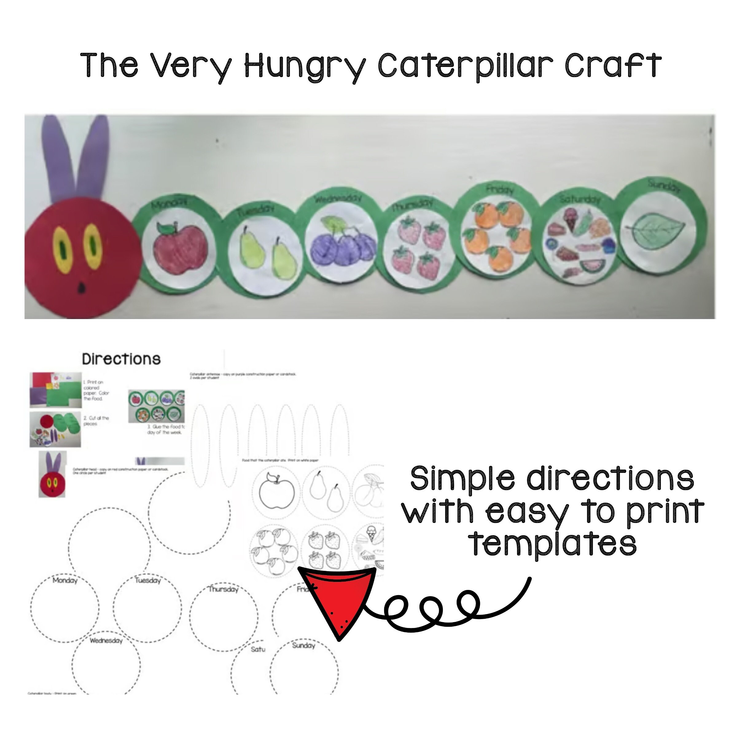Eric Carle Craft Bundle - 3 Printable Crafts - Hungry Caterpillar ...
