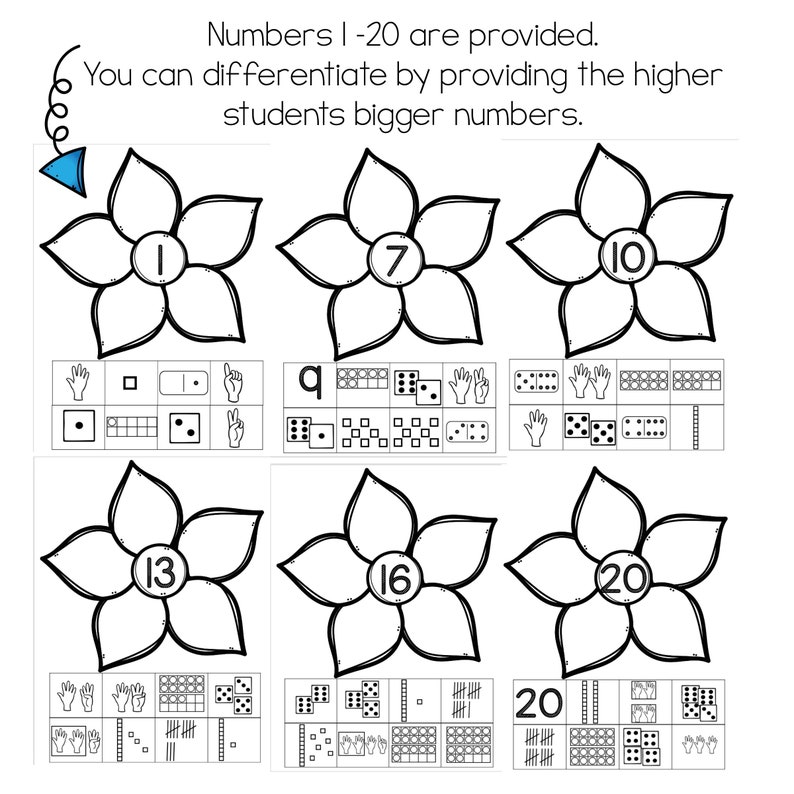Number Sense Flower Craft and Math Activity - Printable - Etsy
