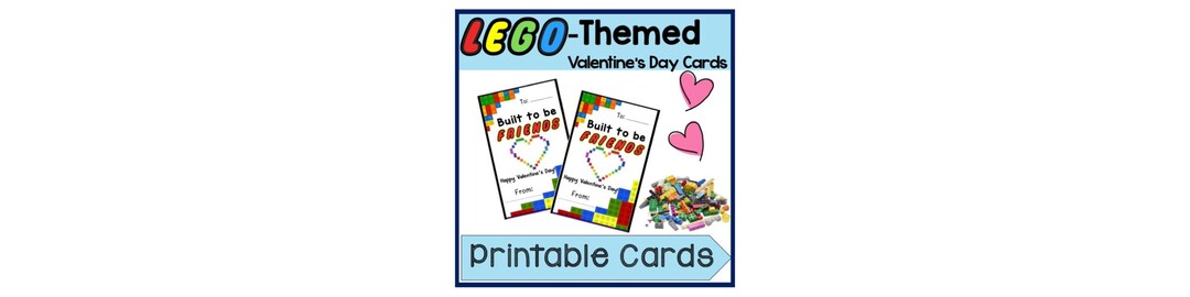 LEGO- Themed Valentine's Day Cards - Build the Fun! - - Etsy
