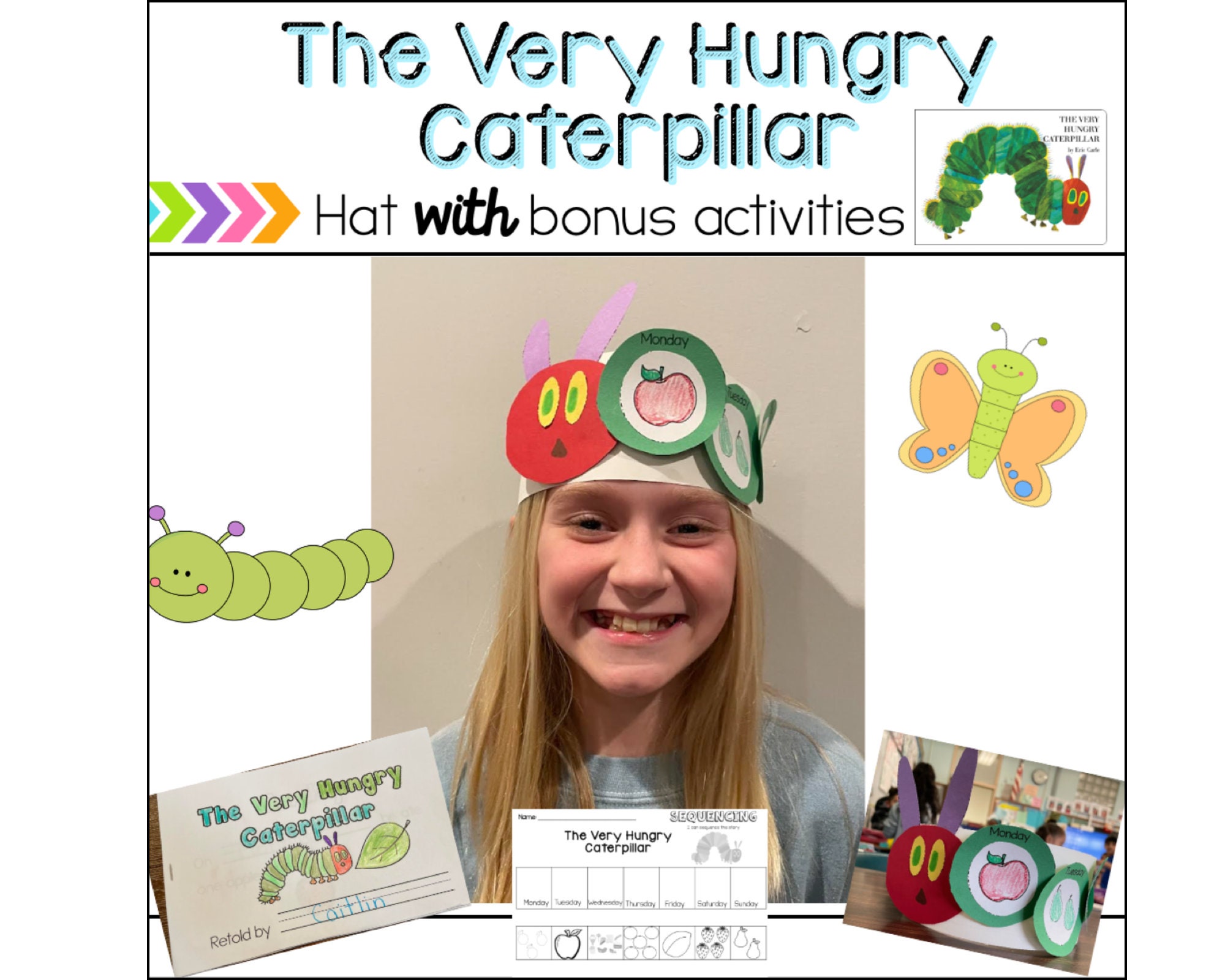 The Very Hungry Caterpillar - Hat - Printable Craft - Etsy